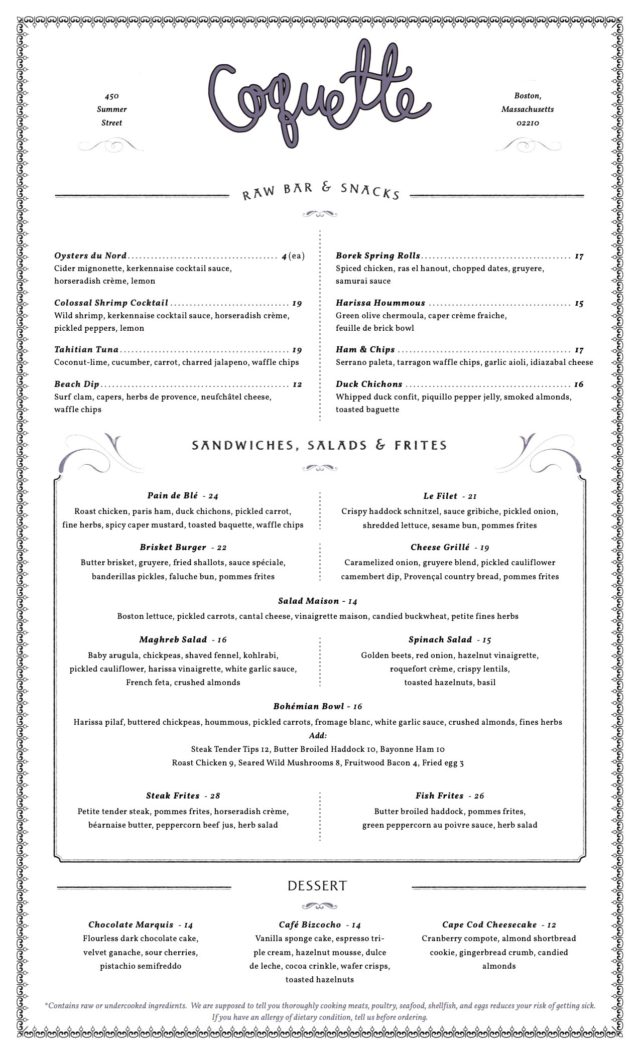 Coquette Debuts Déjeuner - Boston Restaurant News and Events