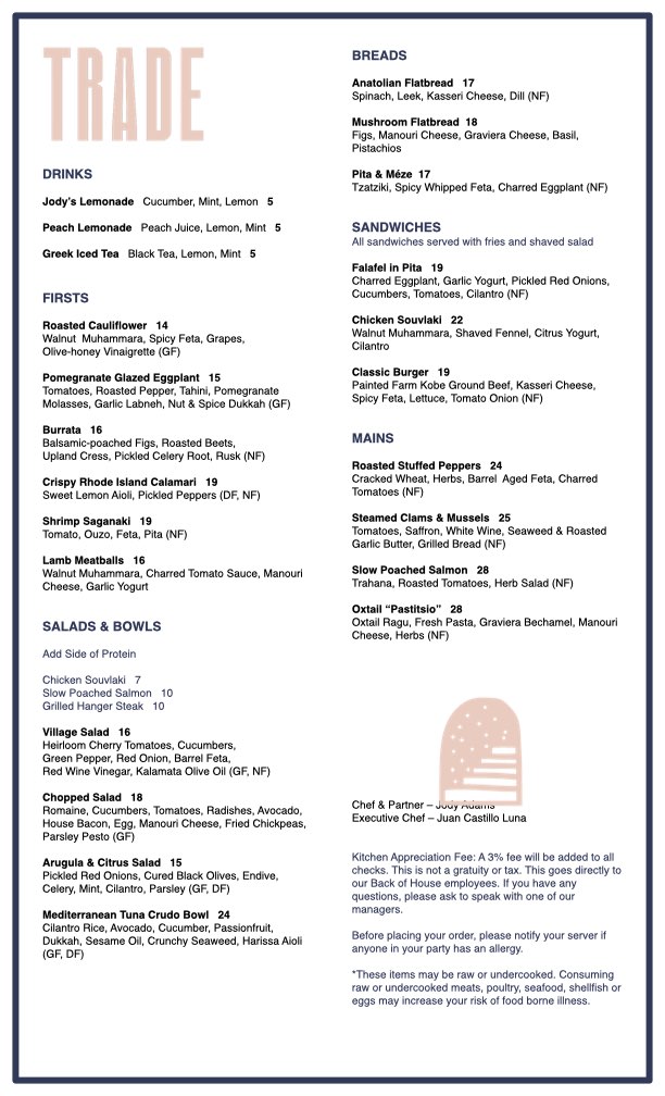 Trade Launches Lunch - Boston Restaurant News and Events