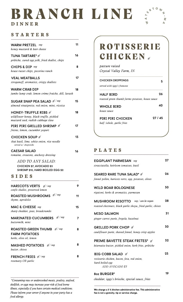 Branch Line restaurant in Watertown, MA on BostonChefs.com: guide to ...