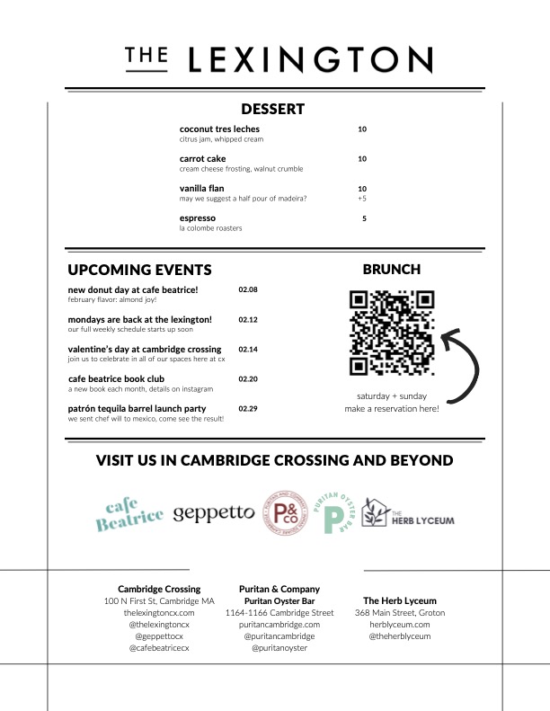 The Lexington restaurant in Cambridge, MA on BostonChefs.com: guide to ...