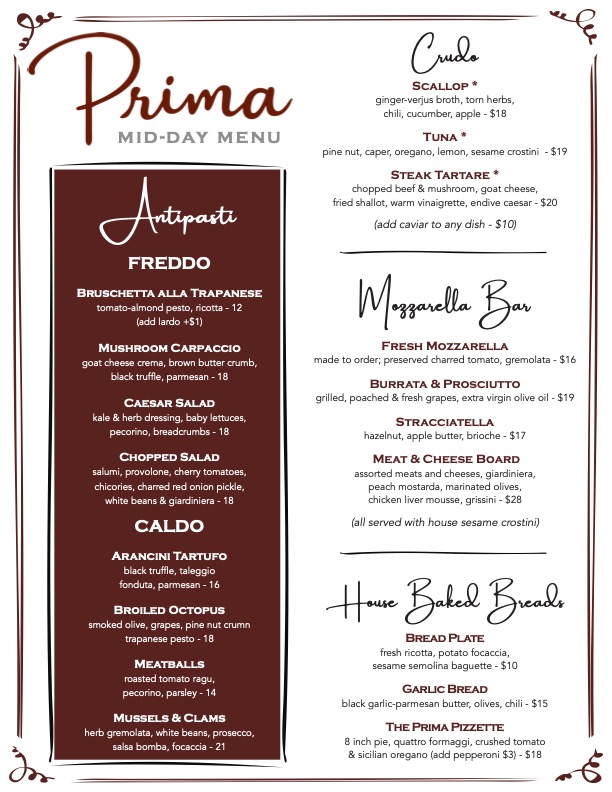 Prima restaurant in Charlestown, MA on BostonChefs.com: guide to Boston ...