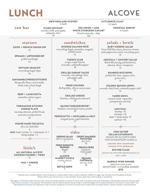 Alcove restaurant in Boston, MA on BostonChefs.com: guide to Boston ...