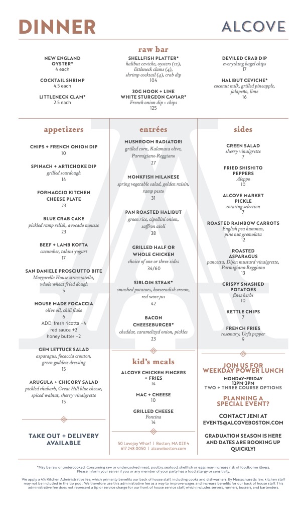 Alcove restaurant in Boston, MA on BostonChefs.com: guide to Boston ...