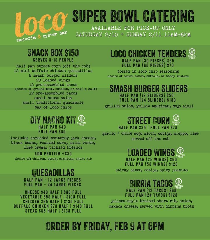 Super Bowl Take-Out from Loco - Boston Restaurant News and Events