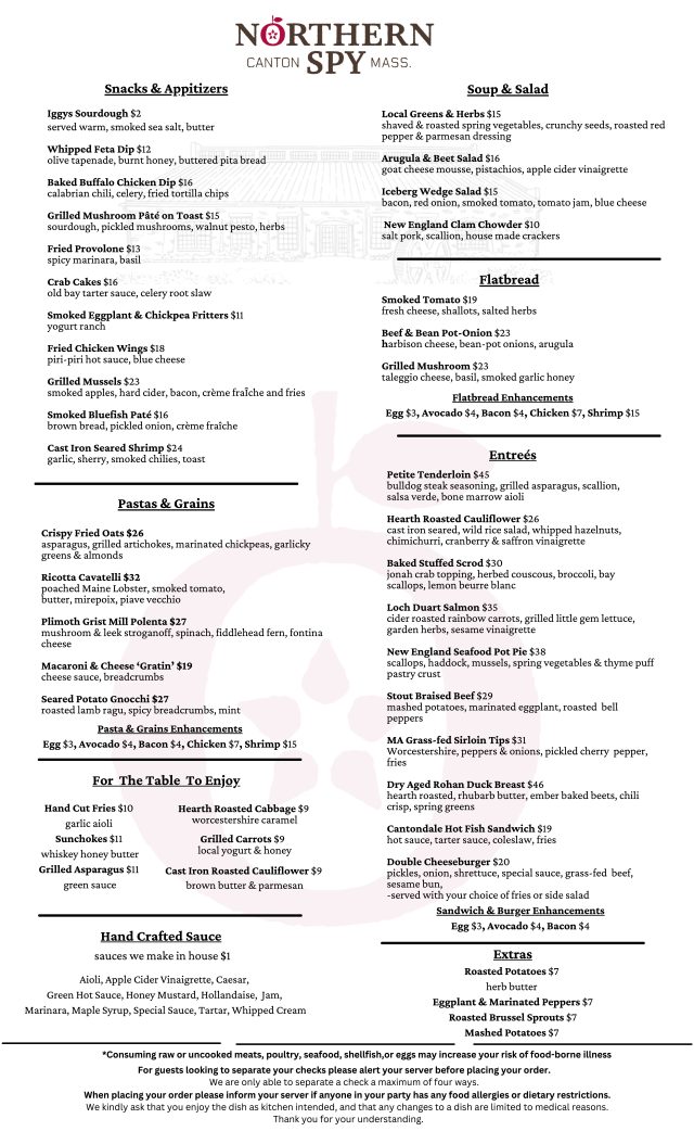 Northern Spy restaurant in Canton, MA on BostonChefs.com: guide to ...