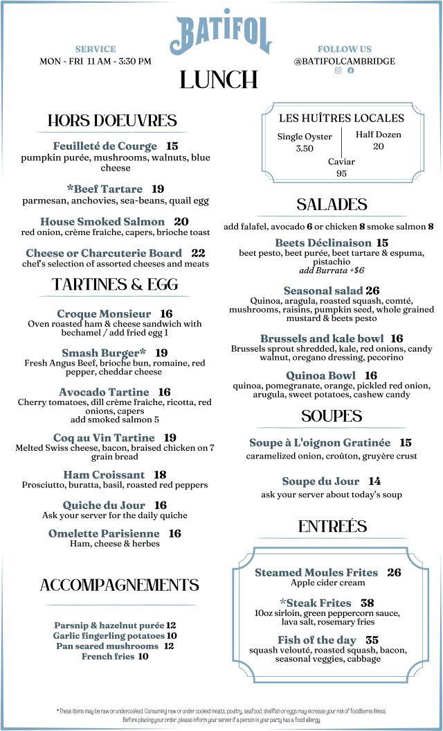 Batifol restaurant in Cambridge, MA on BostonChefs.com: guide to Boston ...