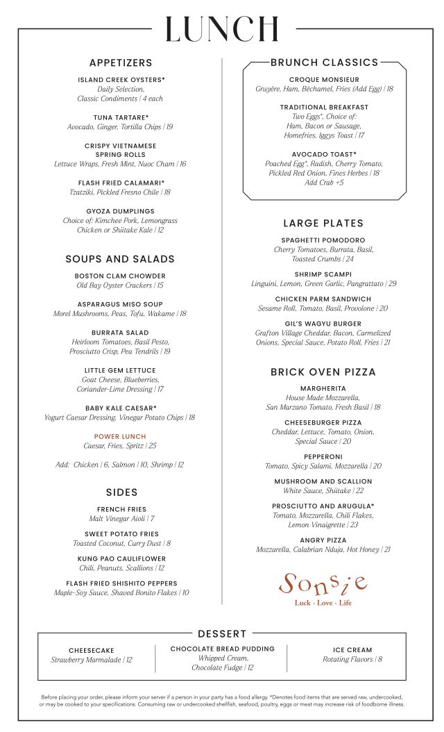 Sonsie restaurant in Boston, MA on BostonChefs.com: guide to Boston ...