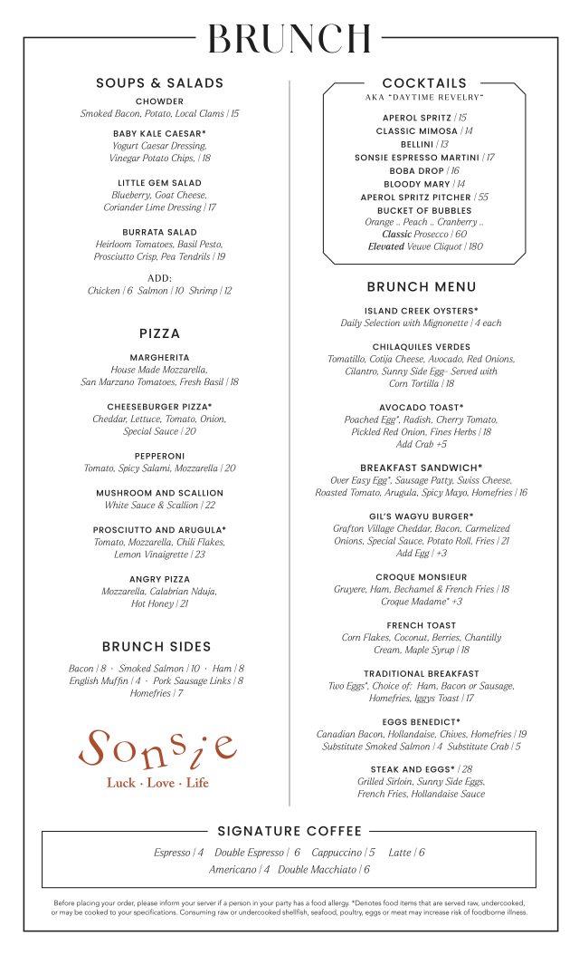 Sonsie restaurant in Boston, MA on BostonChefs.com: guide to Boston ...