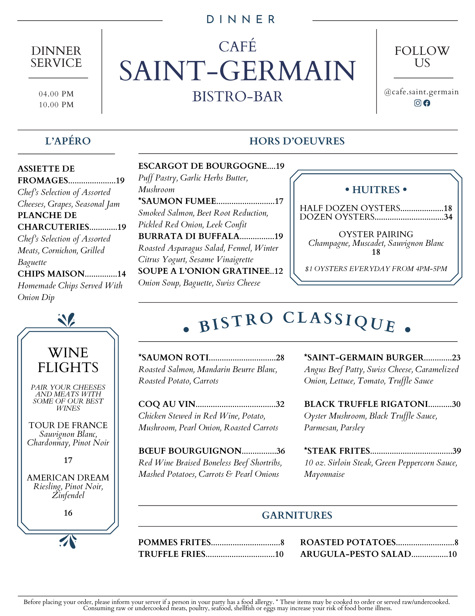 Cafe Saint-Germain restaurant in Somerville, MA on BostonChefs.com ...