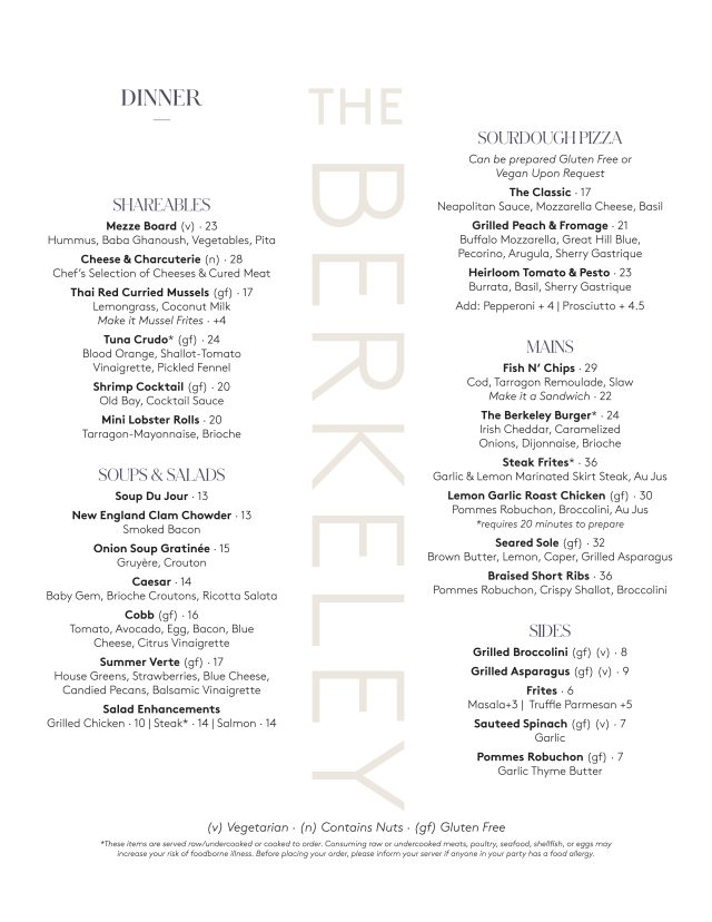 The Berkeley restaurant in Boston, MA on BostonChefs.com: guide to ...