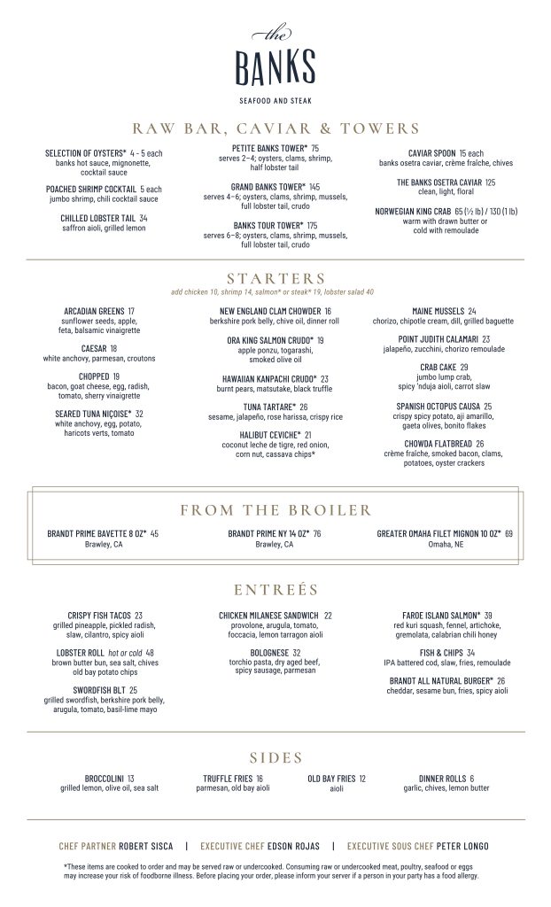 The Banks Seafood & Steak restaurant in Boston, MA on BostonChefs.com ...