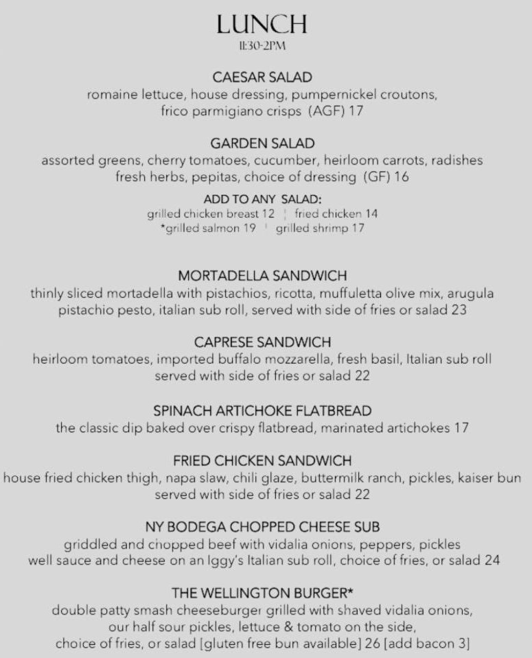 The Wellington Launches Lunch - Boston Restaurant News and Events
